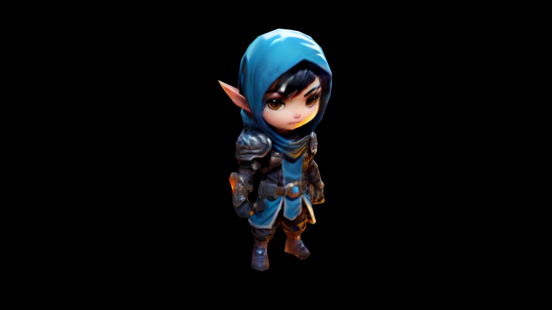 "Anime-style character with blue hood and dark h - Download Free 3D ...