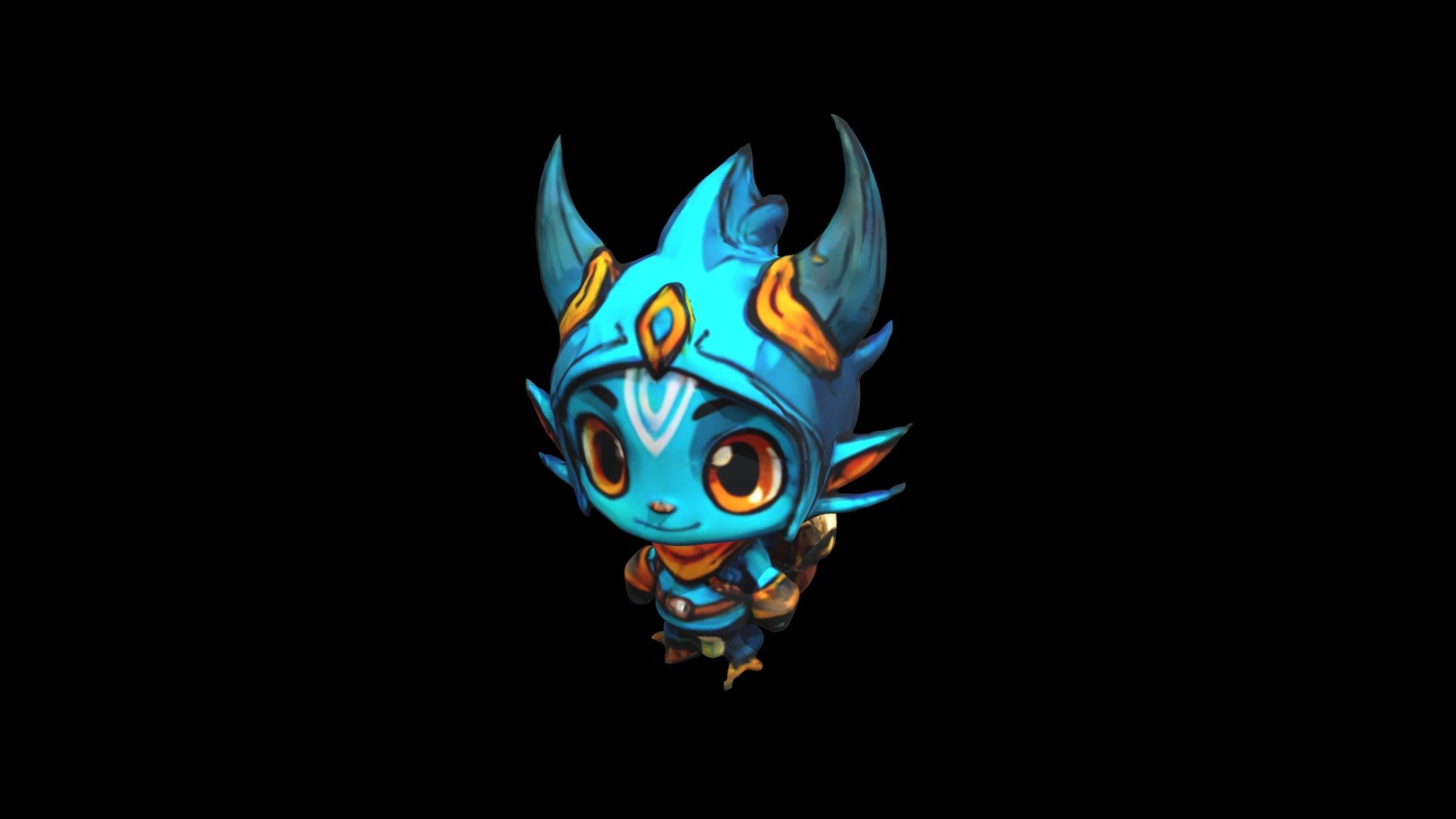 Picture of a blue, horned creature with big eyes - Download Free 3D ...