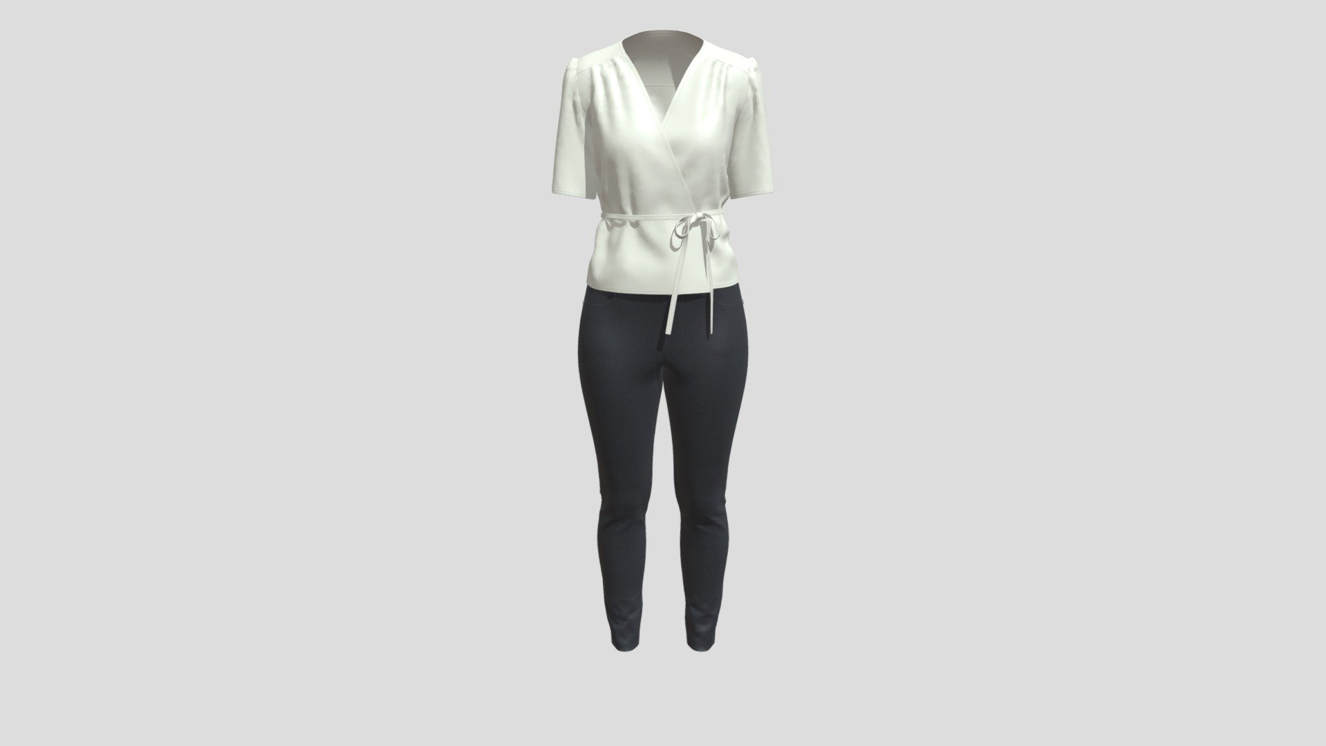 Wrap Blouse Outfit - Buy Royalty Free 3D model by najdmie [f95796d ...