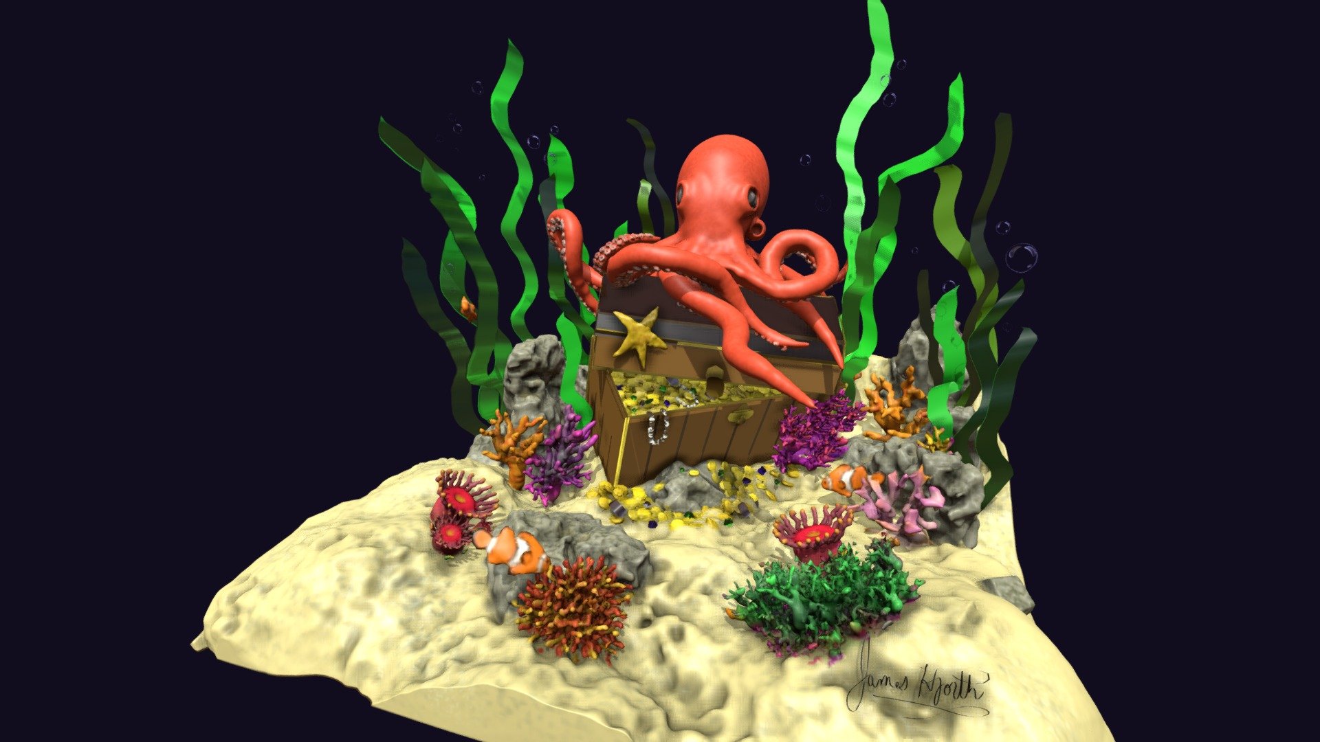 Octopus Treasure - Download Free 3D model by tripletdad [f969636 ...