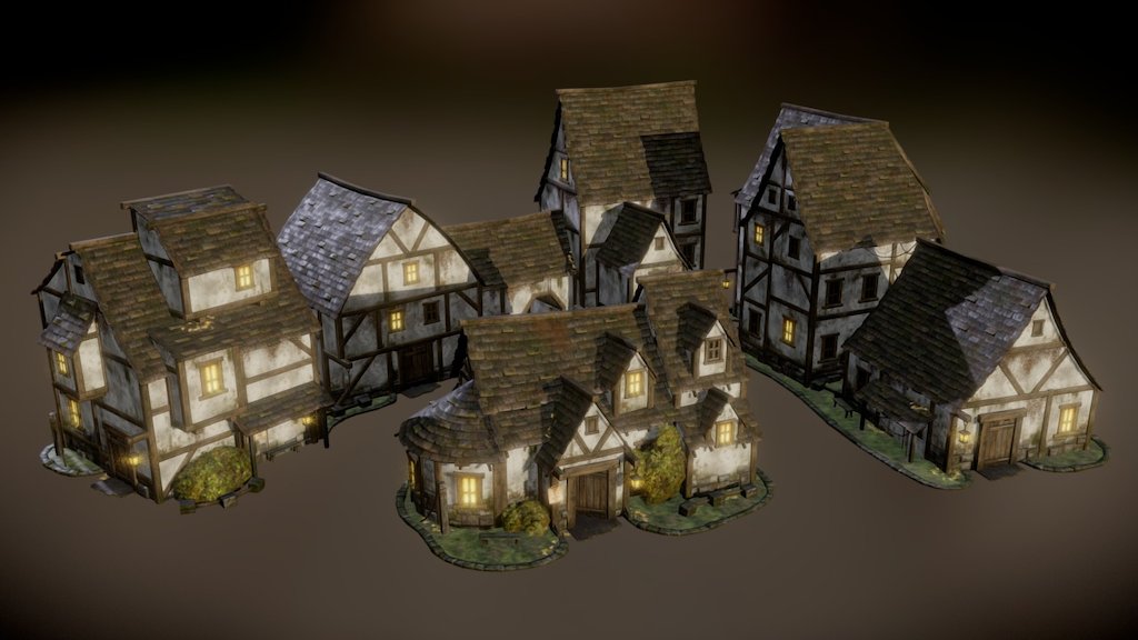 Modular parts, medieval houses - 3D model by Vladyslav Berdynskykh ...