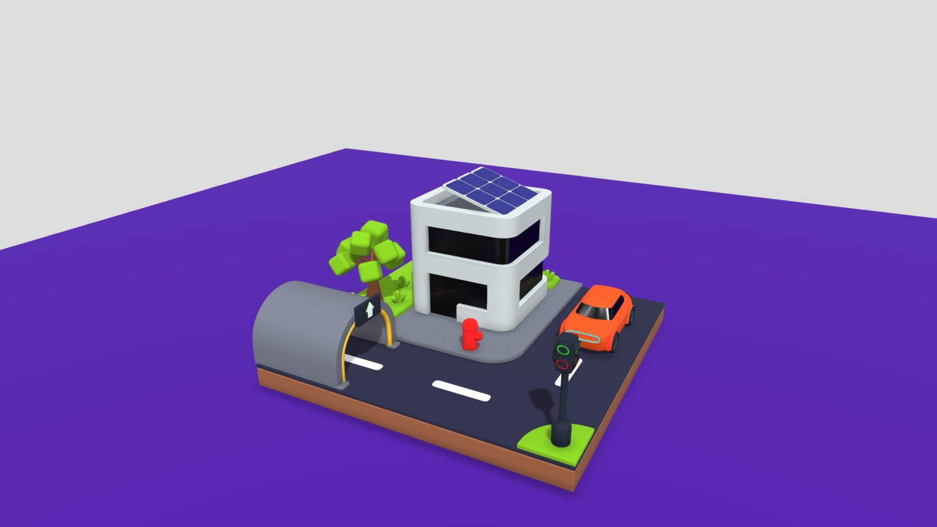 Low poly street - Download Free 3D model by Graf_Lev [f9709e1] - Sketchfab