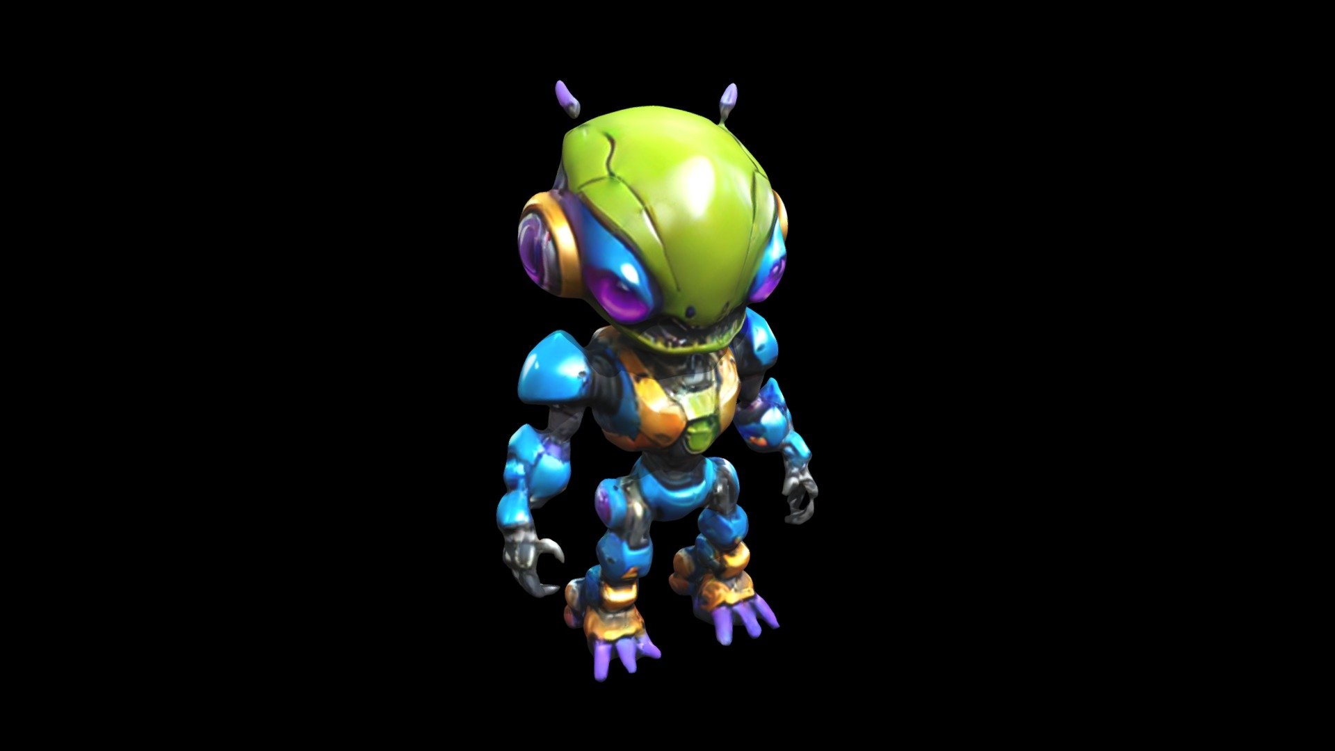 Alien species resembling a robot with green helm - Download Free 3D ...