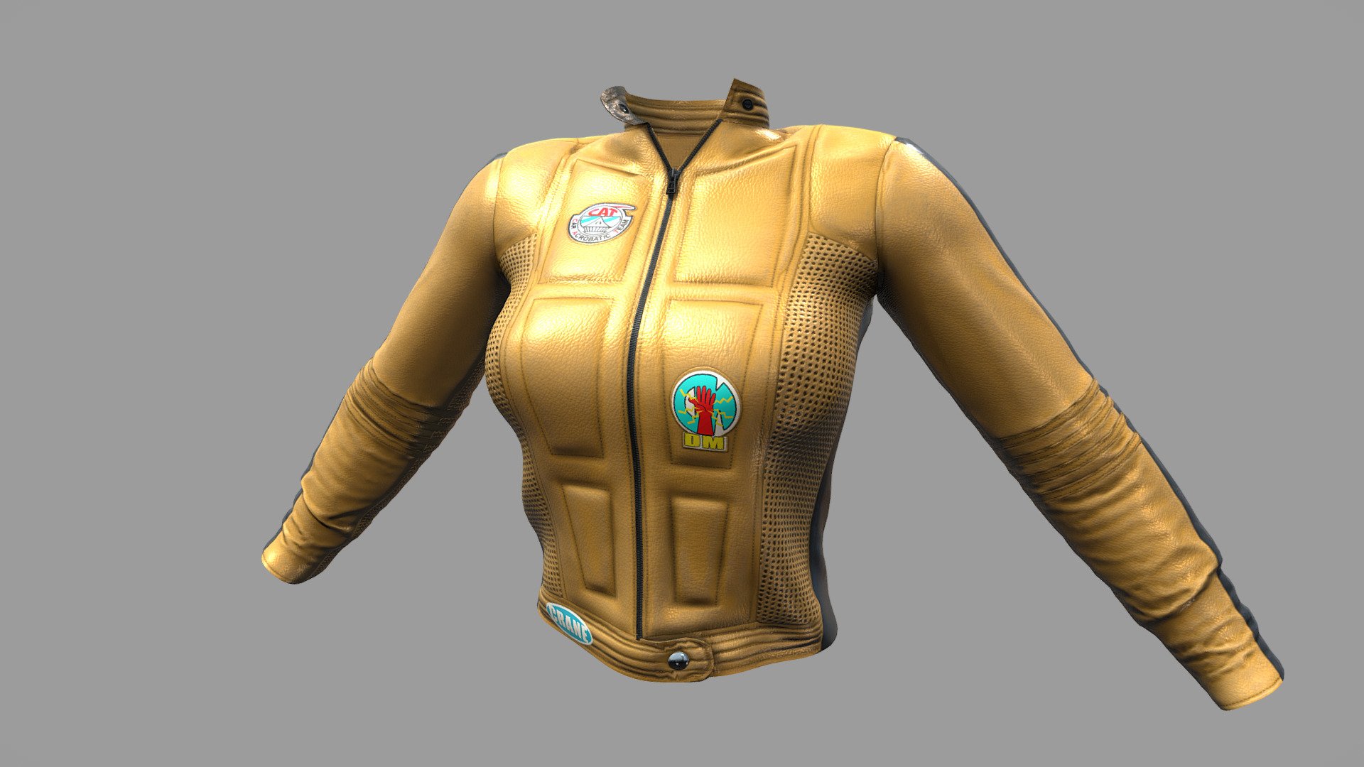 Female Yellow Leather Sports Jacket - Buy Royalty Free 3D model by 3dia ...
