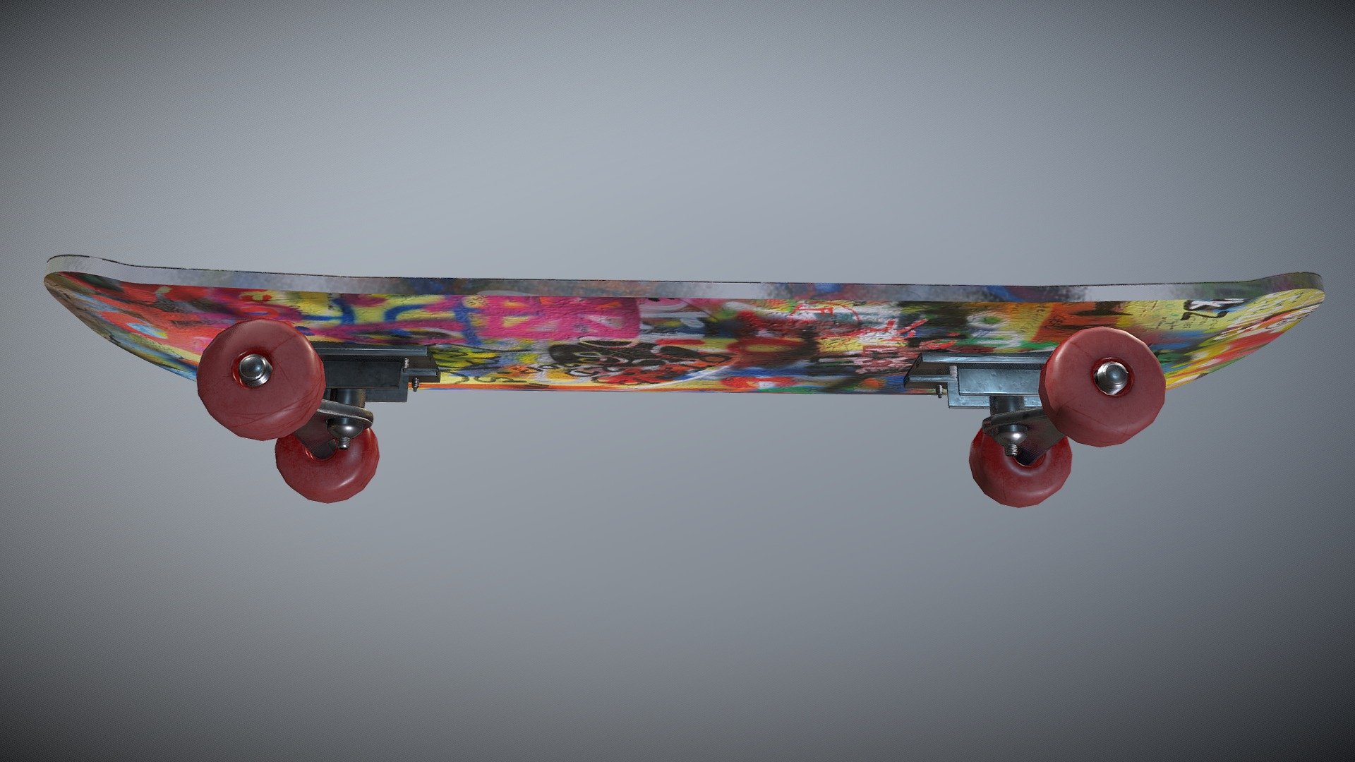 Skateboard_3D Model with Graffiti Texture - Download Free 3D model by 3D Asset Garage ...