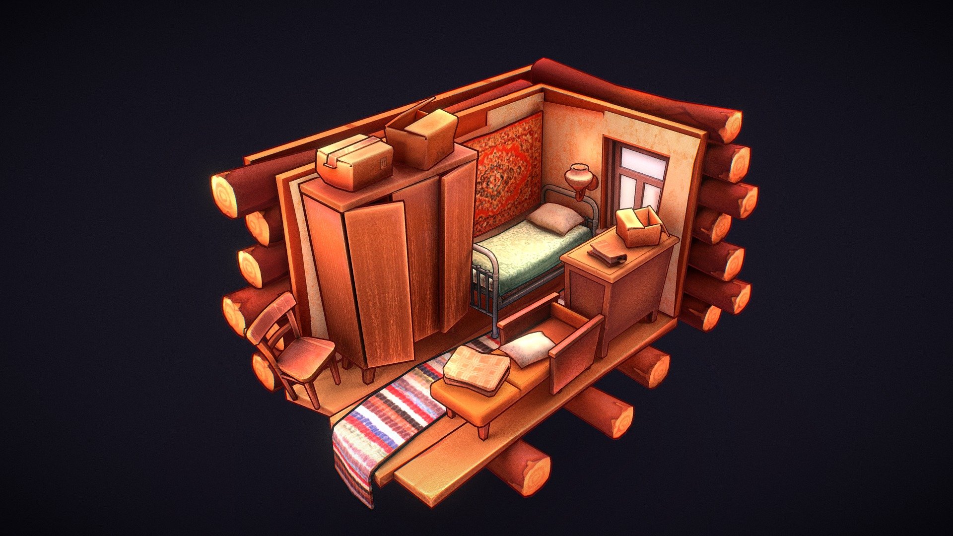 Rustic Bedroom - Download Free 3D model by Bársh (@borsh_and) [f98bbad ...