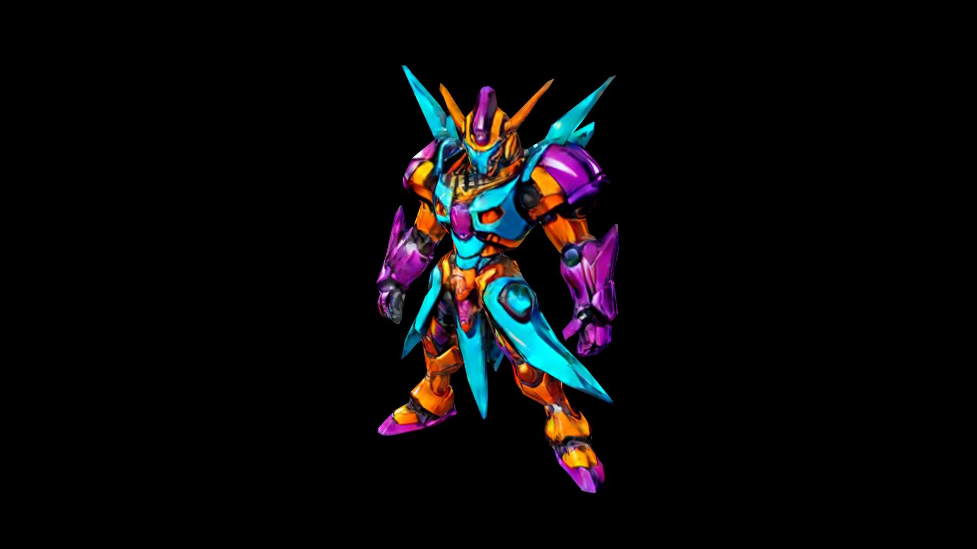 Colorful Mecha robot standing tall with metallic - Download Free 3D ...