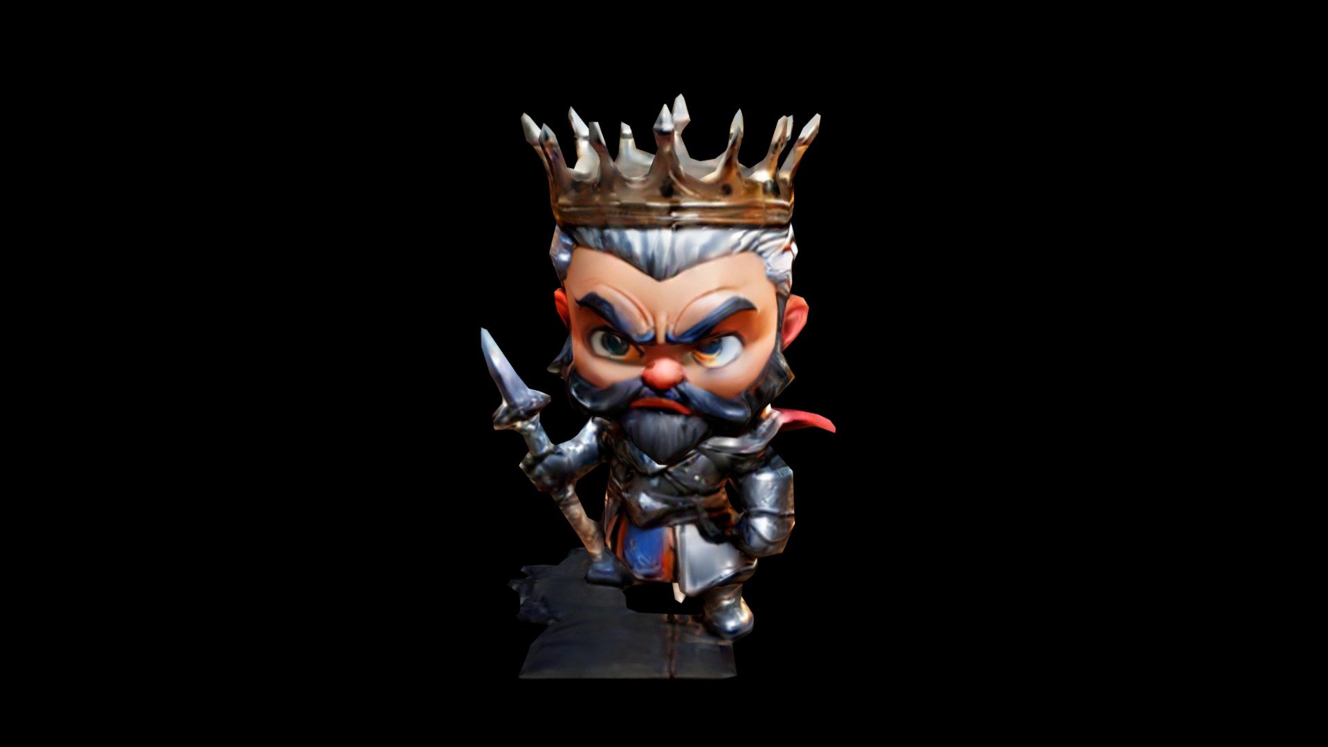An animated king with a crown, beard, and sword. - Download Free 3D ...
