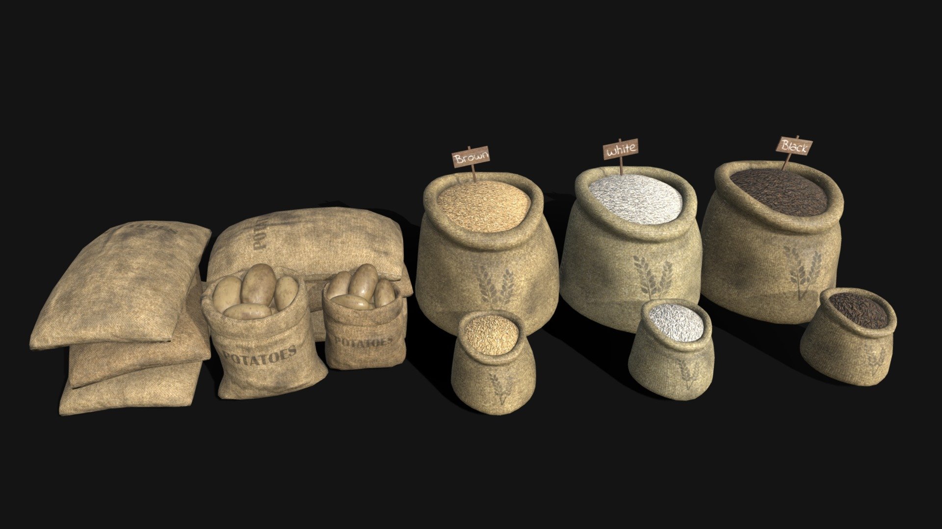 Potato and Rice Sacks - Buy Royalty Free 3D model by Clockwork ...