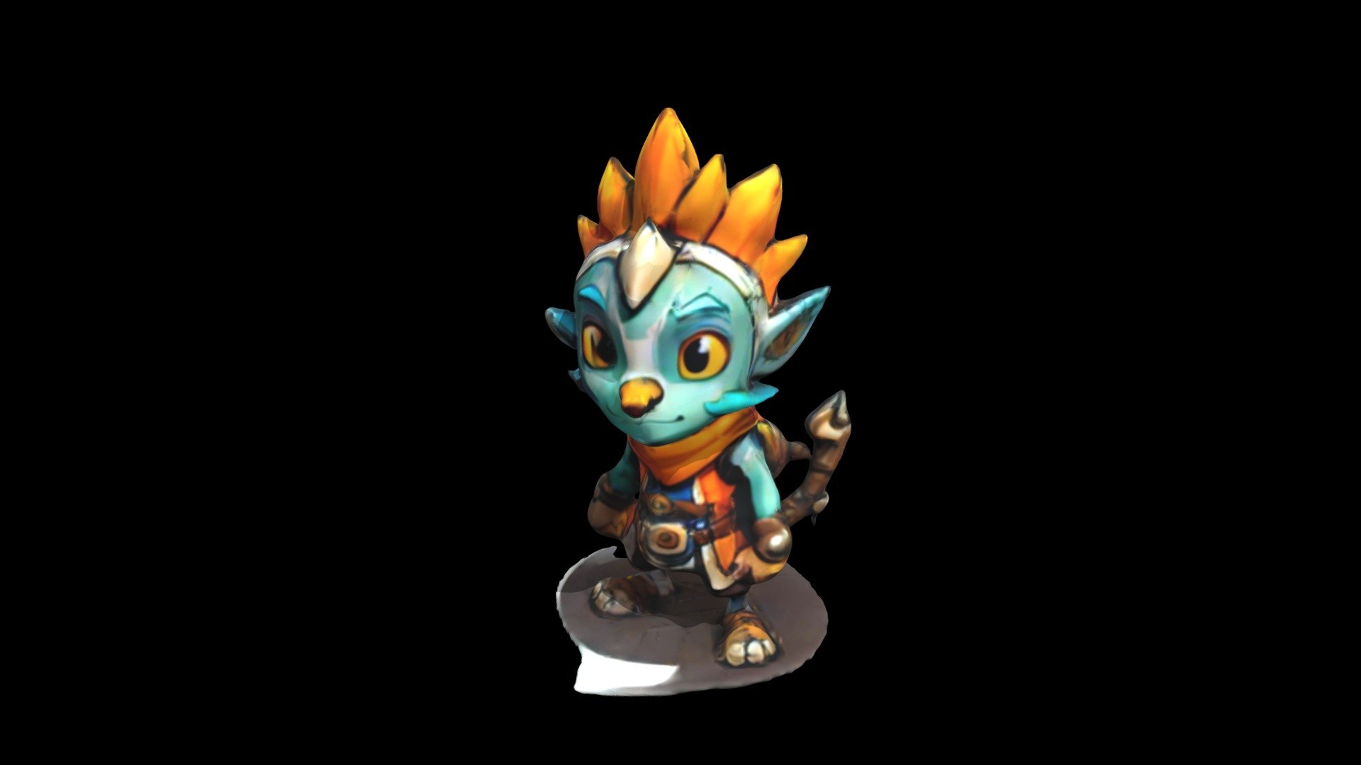 An adorable blue animated character with gold le - Download Free 3D ...