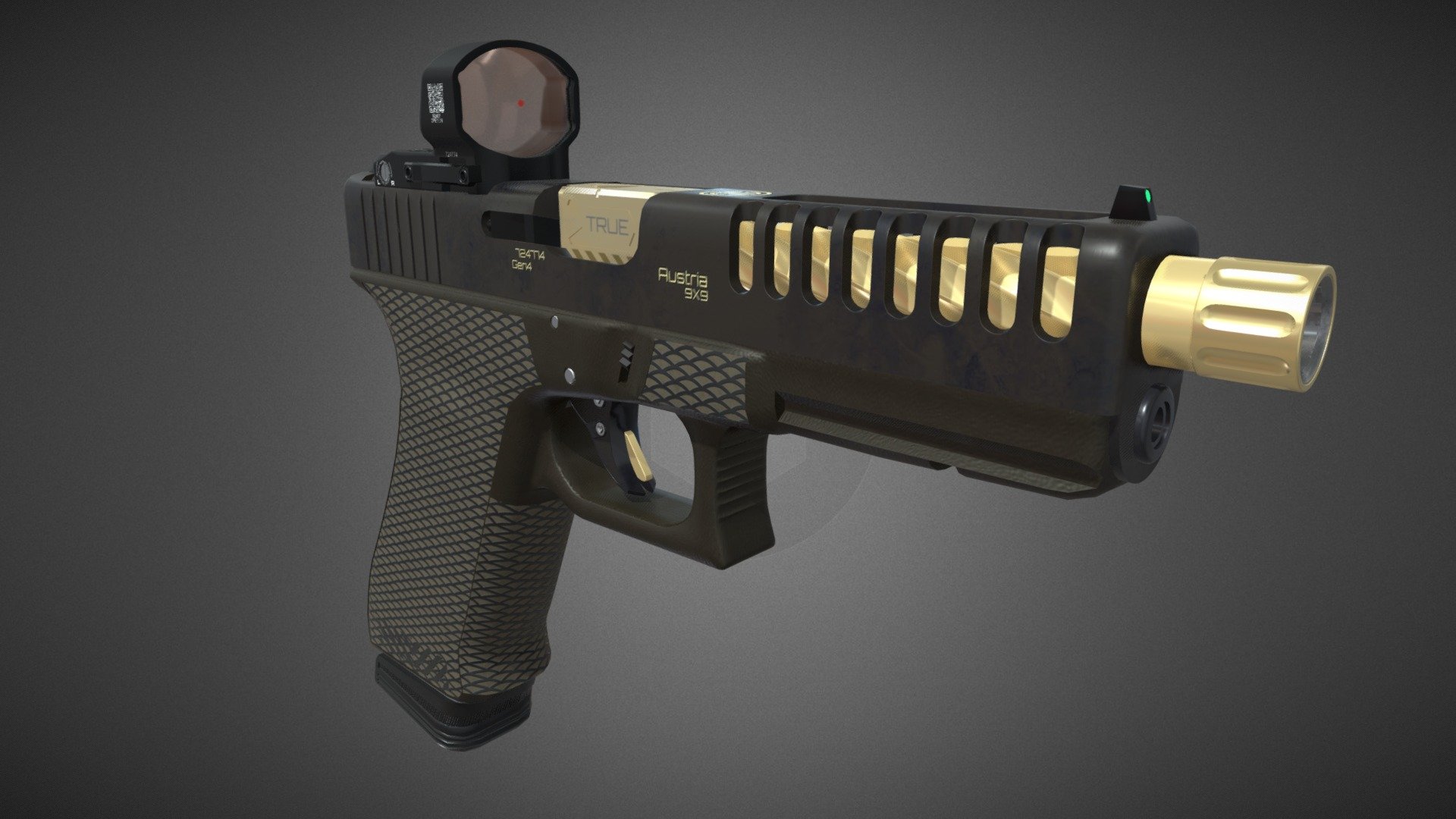 Custom pistol 9x19mm - 3D model by CG max (@cgmax) [f9eb9e4] - Sketchfab