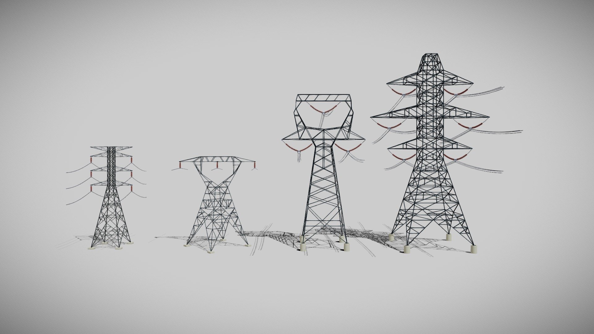 4 Types Transmission Towers - Buy Royalty Free 3D model by TankStorm [f9ec84d] - Sketchfab Store