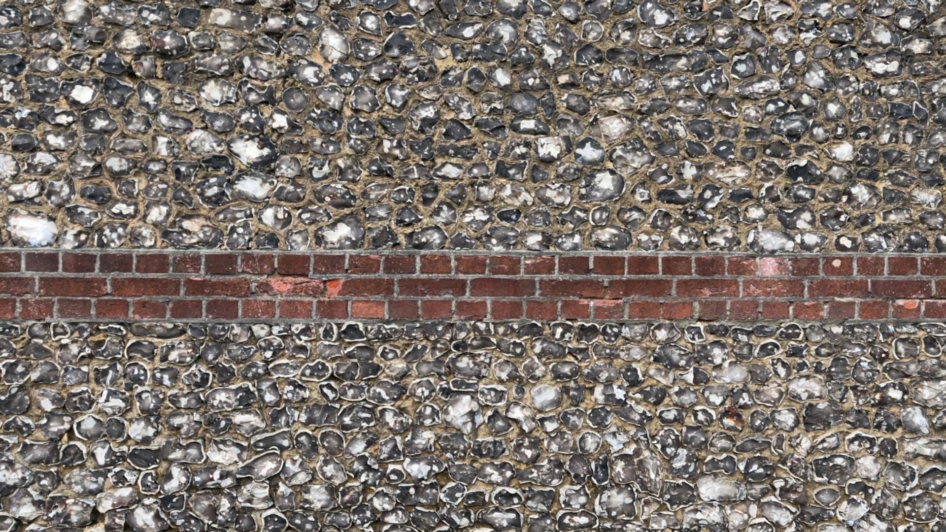Flint wall with red brick course - Download Free 3D model by emcderm ...