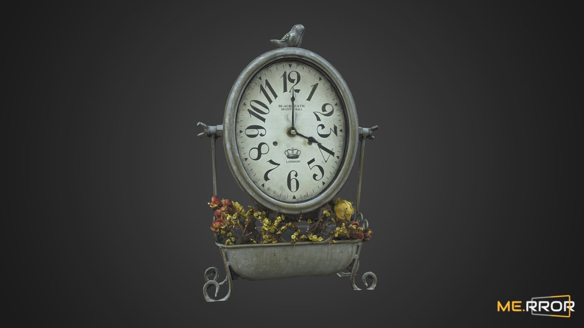 Antique Desk Clock with Flowers - Buy Royalty Free 3D model by ME.RROR ...