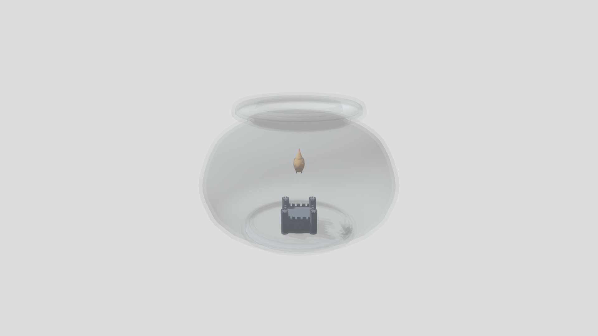 Gold Fish- Shark_and_fishbowl_with_ Castle - Download Free 3D model by ...
