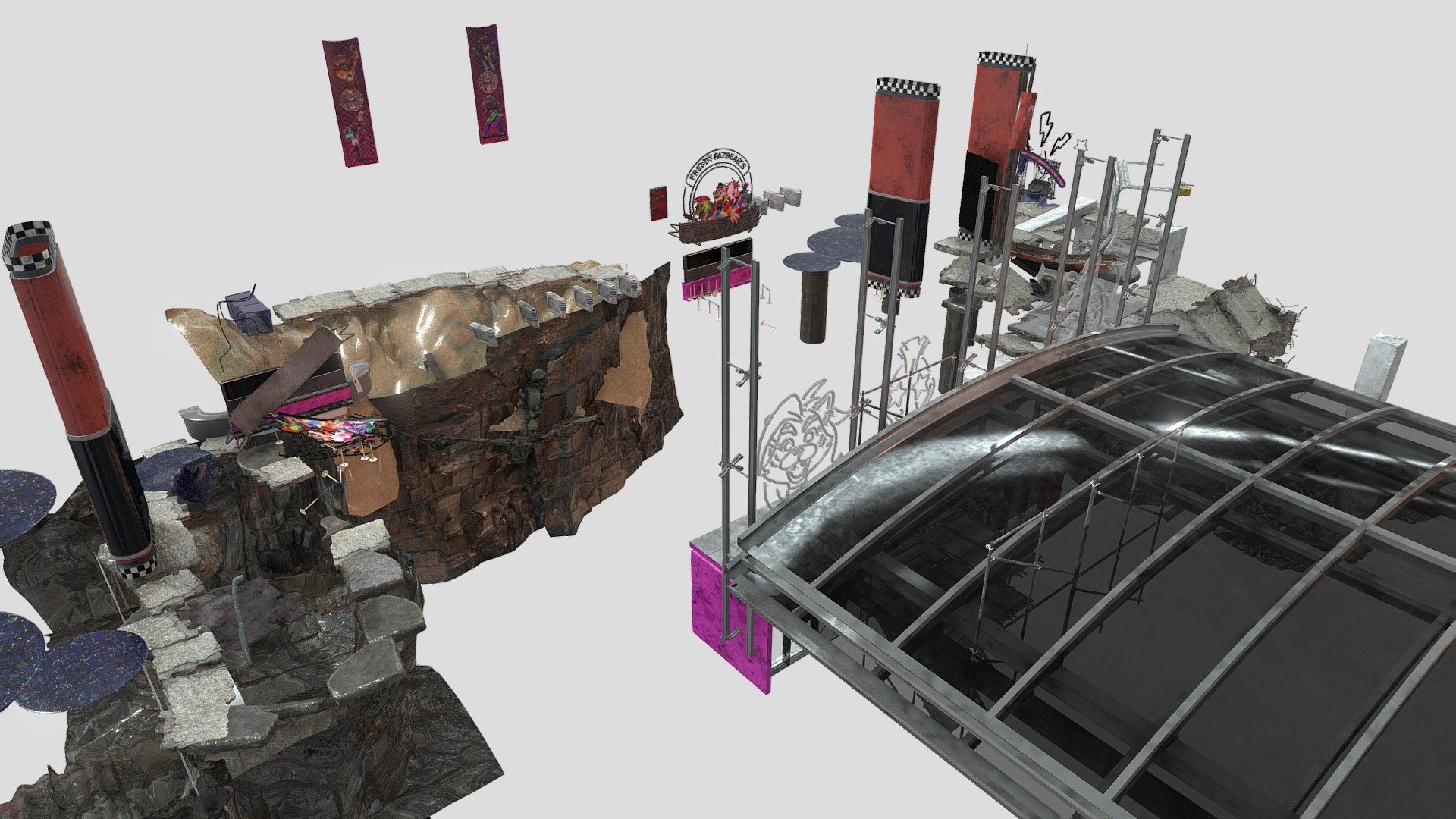 Fnaf SB Ruined Lobby Props Part1 - Download Free 3D model by ...