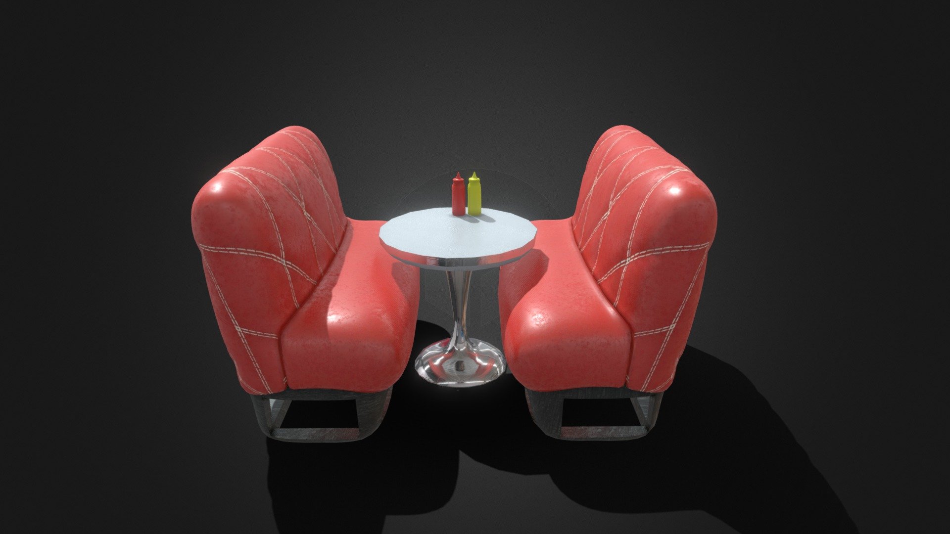 American Style Diner Booth with Table - Buy Royalty Free 3D model by ...