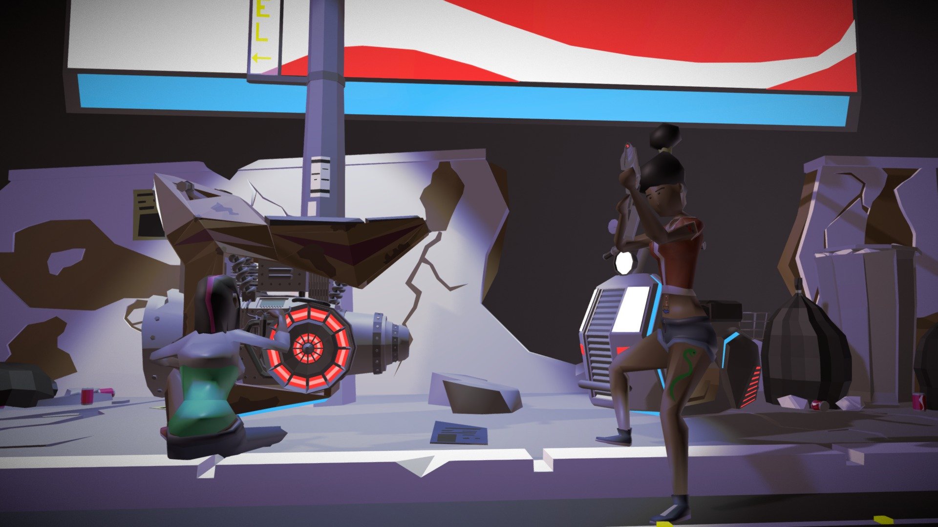 Cyberpunk low poly scene - 3D model by micronizator [fa407ea] - Sketchfab