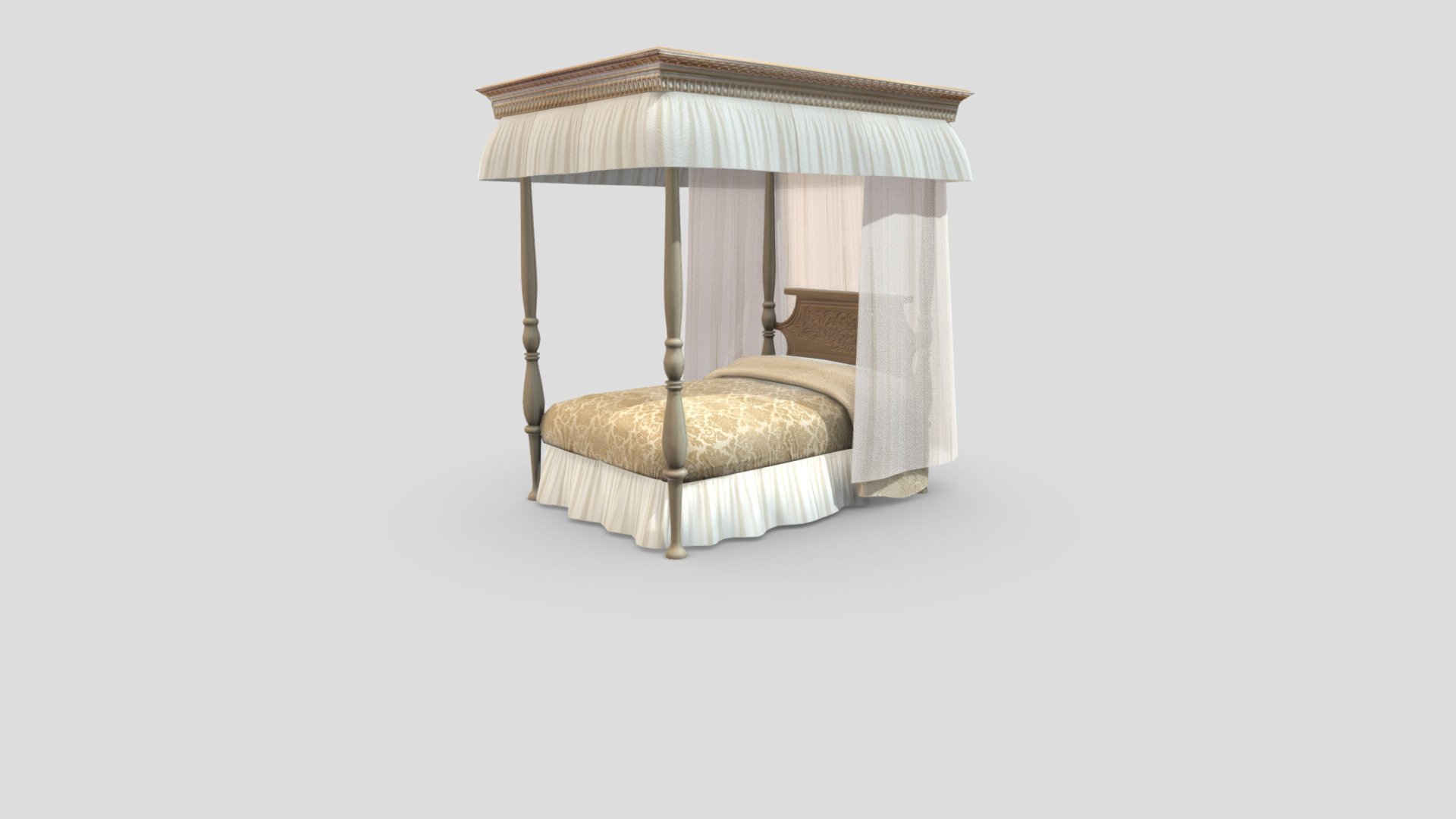 Four Poster Royal Canopy Bed - Buy Royalty Free 3D model by 3dia ...