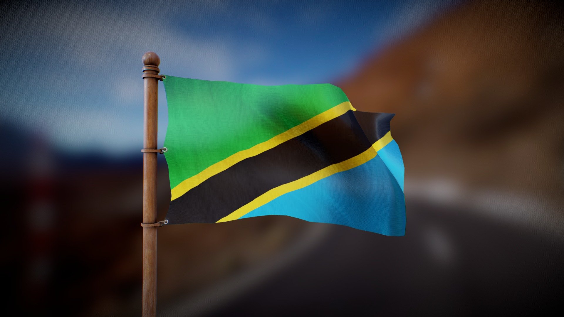 Flag of Tanzania - Wind Animated Loop - Buy Royalty Free 3D model by ...