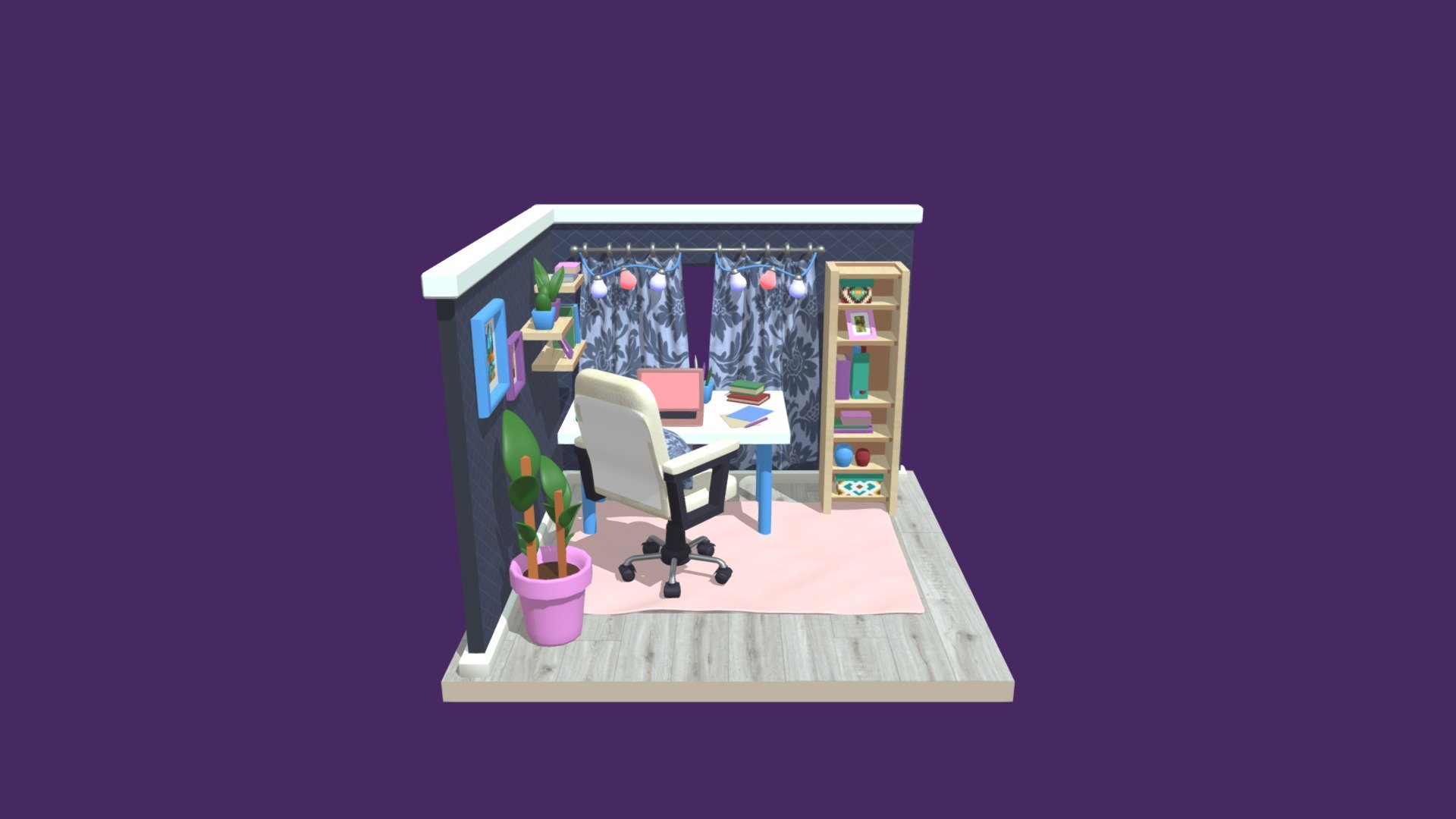 3D Isometric workroom - 3D model by xeni.krylova [fa66f20] - Sketchfab