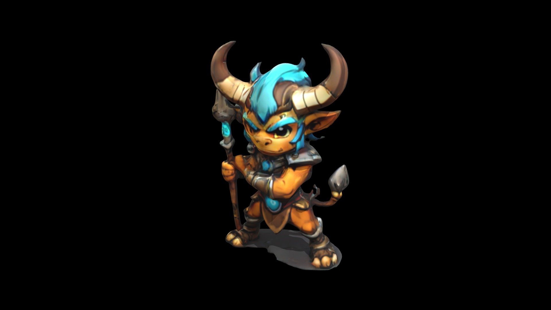 a cartoon character with horns and blue hair - Download Free 3D model ...