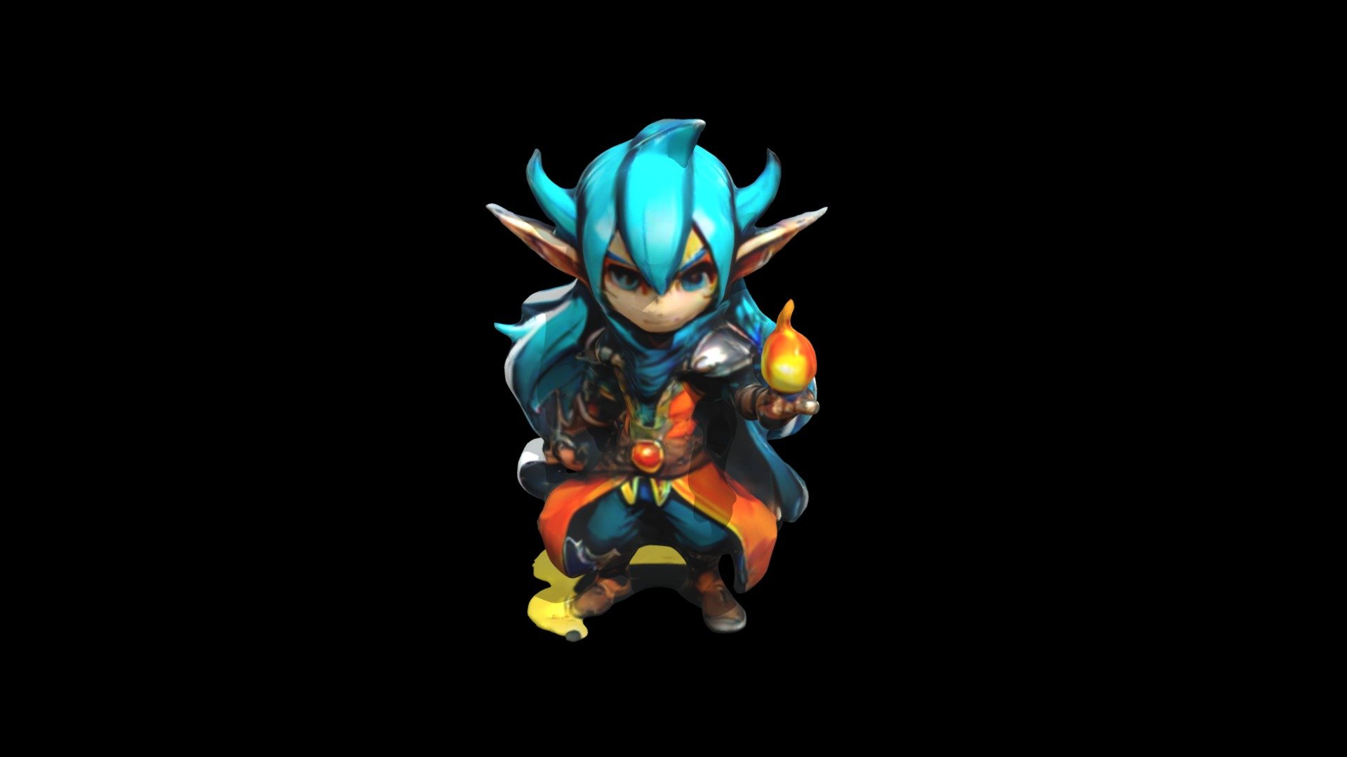 Elf warrior holding a lit torch against a dark b - Download Free 3D ...