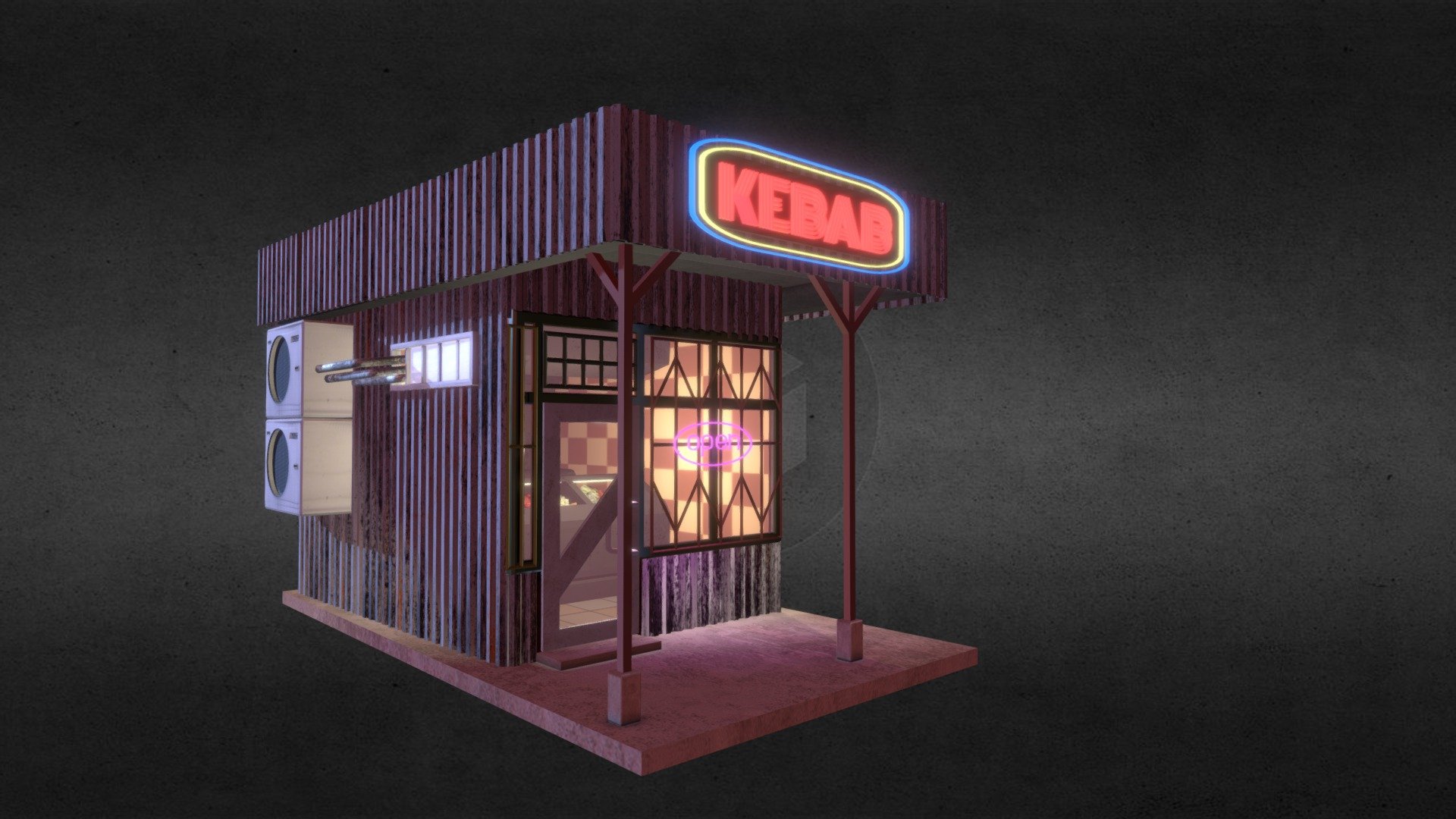 An average east european kebab bistro - 3D model by kropkakropka ...