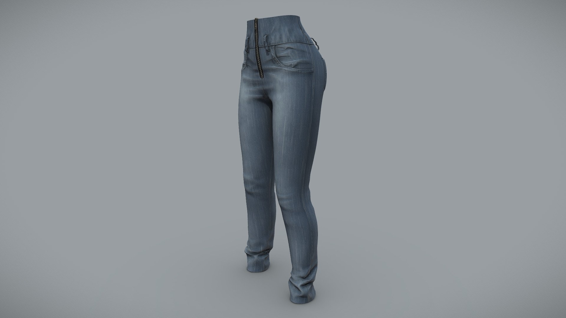 Female Realistic High Waist Denim Pants Jeans - Buy Royalty Free 3D ...
