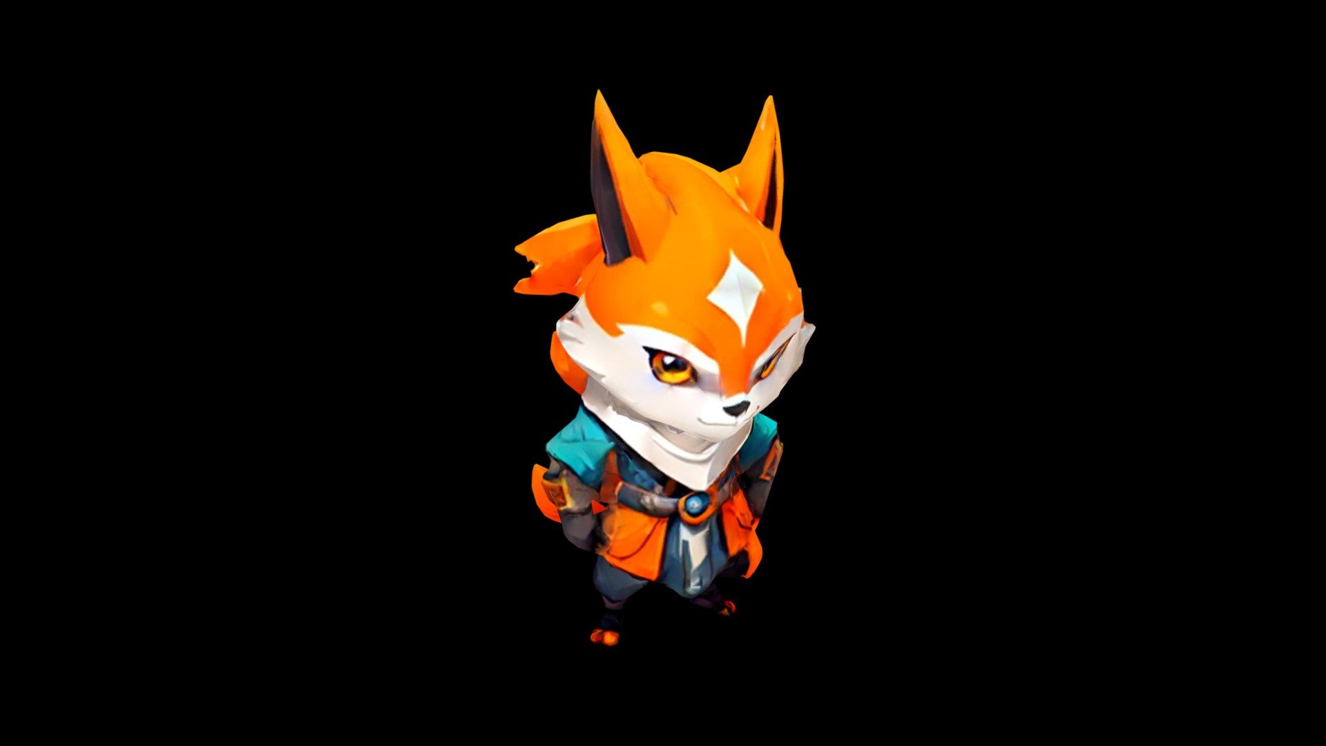 An orange and white fox character wearing a gree - Download Free 3D ...