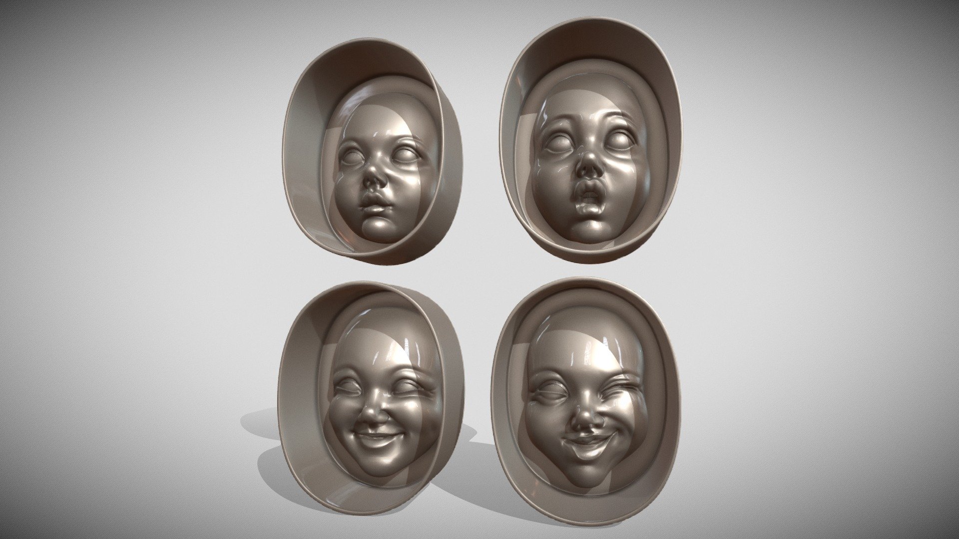 molds for casting silicone molds of faces. - Buy Royalty Free 3D model ...