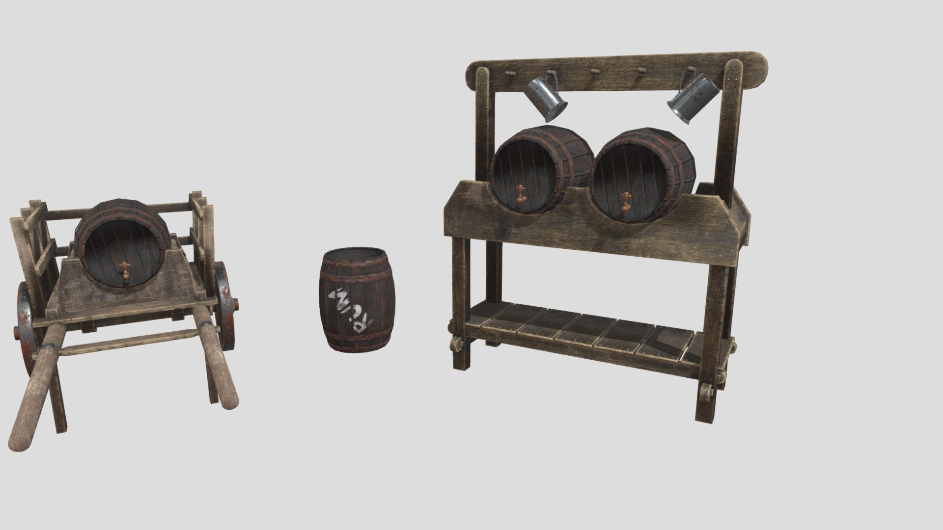 Barrel stand with barrel cart - 3D model by polienkoks [fad2d22 ...