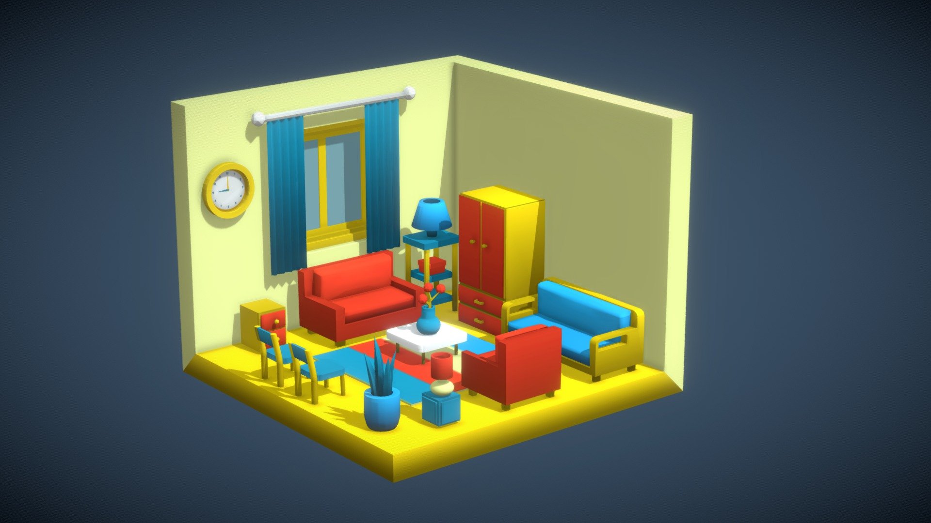 Isometric Low Poly Room - Download Free 3D model by parisazarei ...