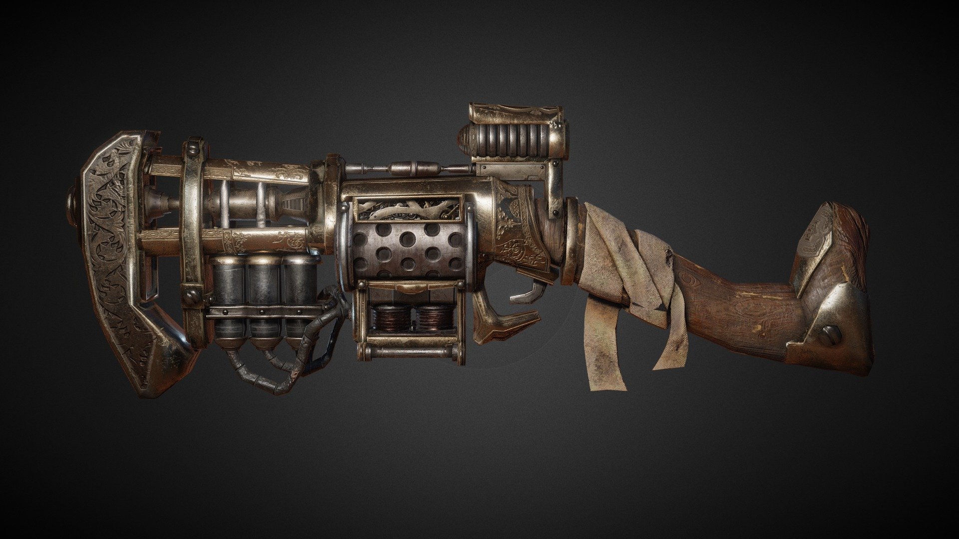 Steampunk Gun - Demolisher - Buy Royalty Free 3D model by Allen Tseng ...