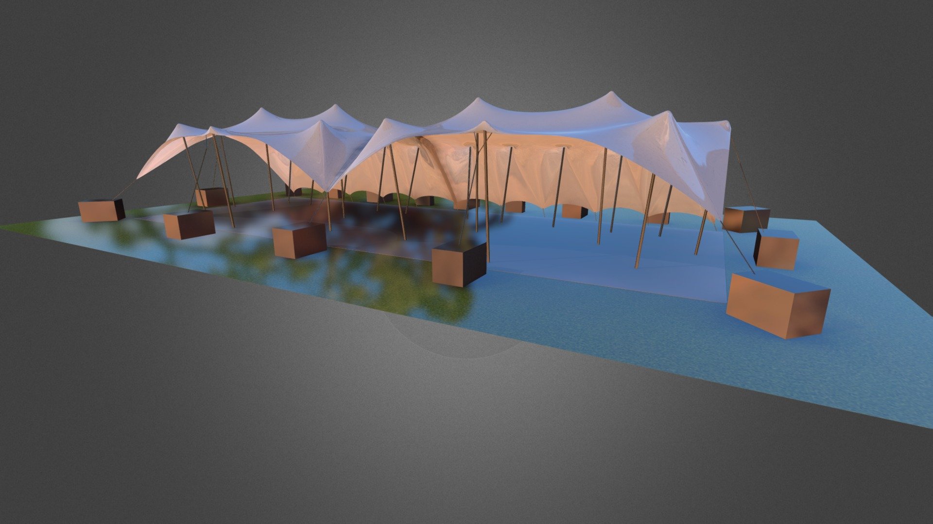 Stretch Tent Joining Strip and Back Closed - 3D model by Stretch ...