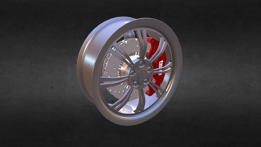Rim (wheel) with brake disc and caliper - 3D model by Tapio Lähde ...