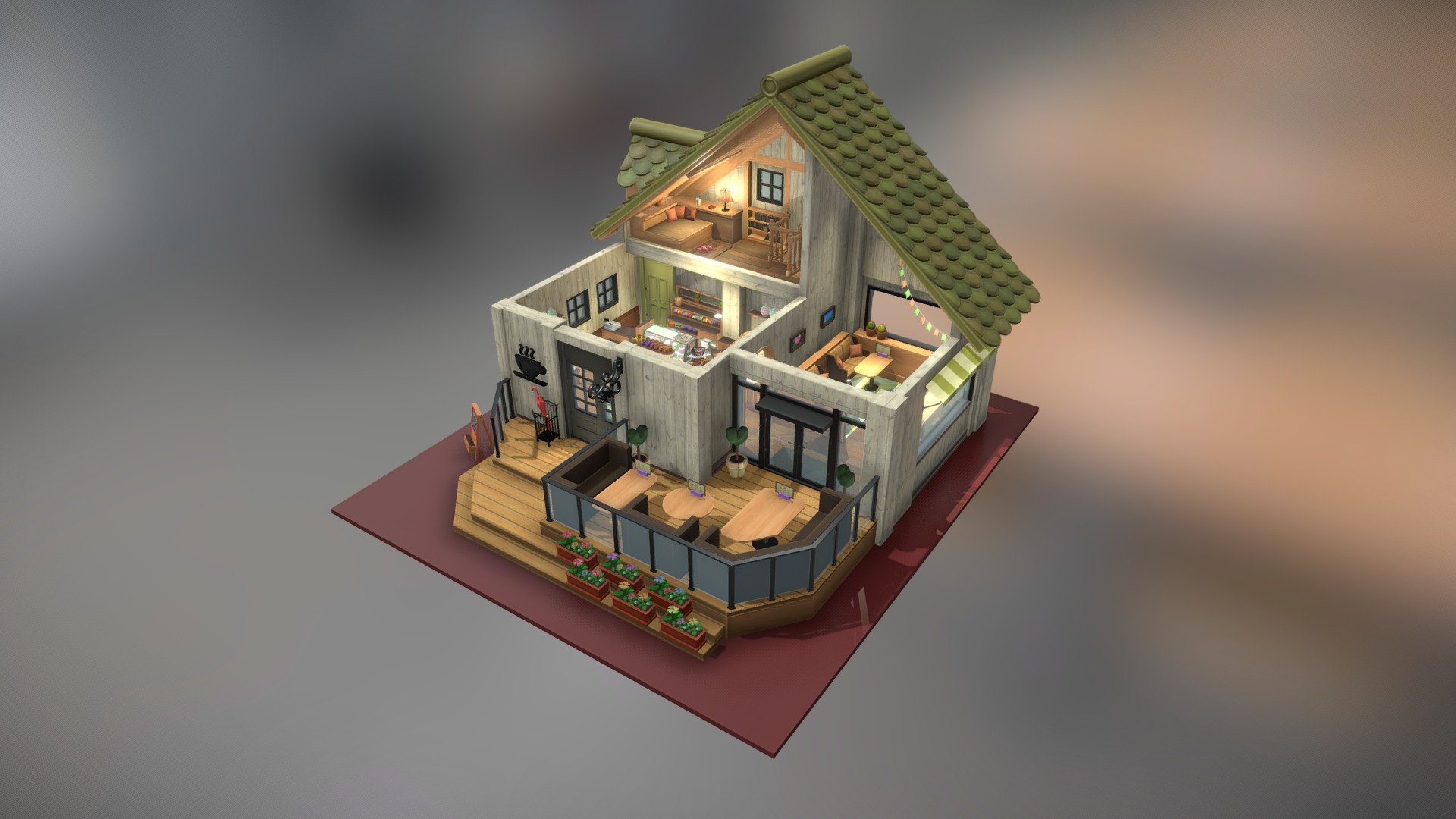 Miniature cafe - 3D model by wanwantaruko [fb231ae] - Sketchfab