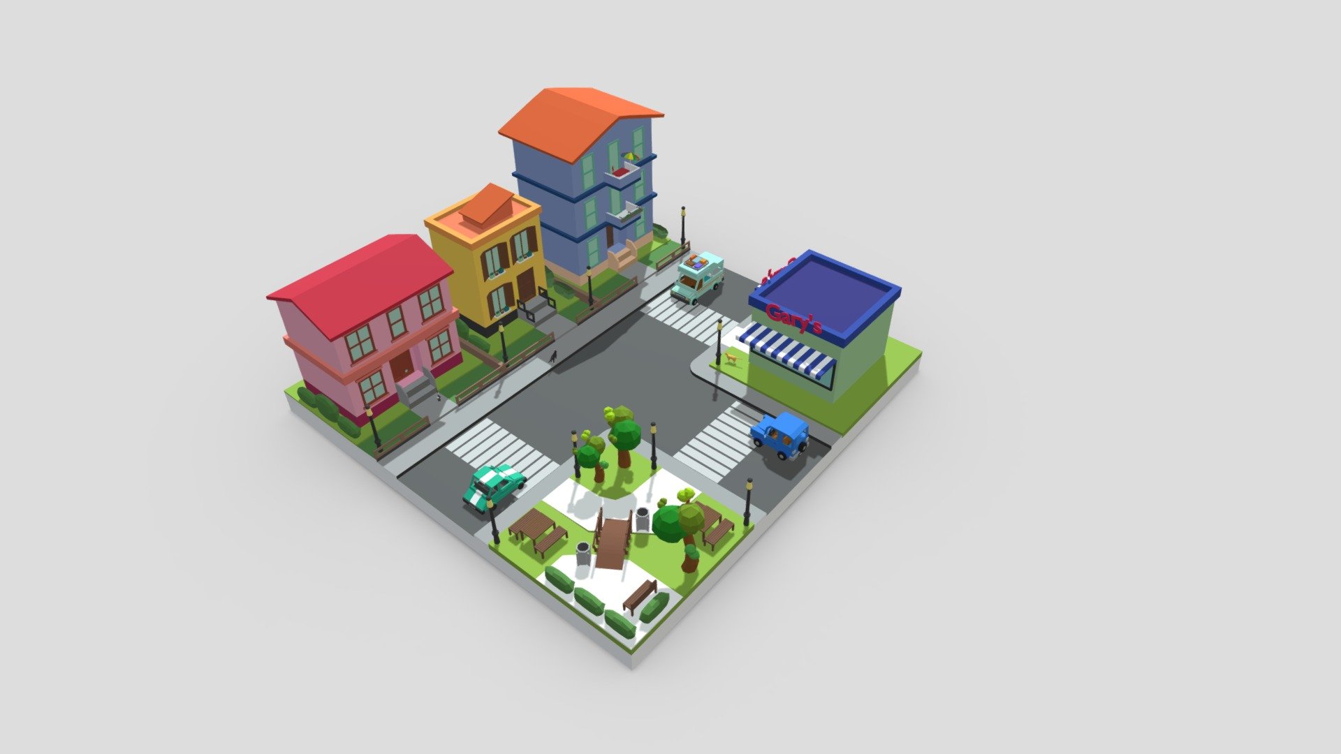 Low Poly Town - 3D model by berilbasak (@berilbaska) [fb4671b] - Sketchfab