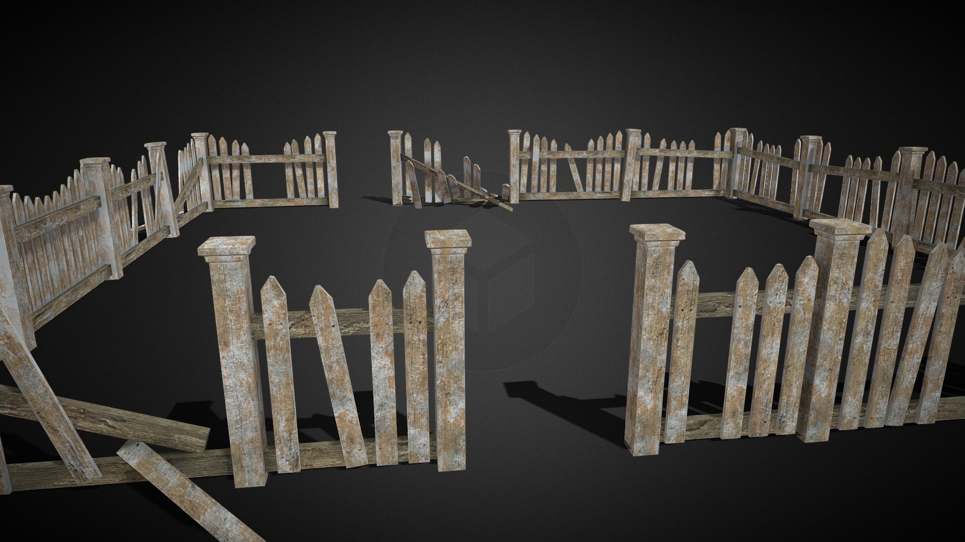 Modular Broken Fence Low Poly - Buy Royalty Free 3D model by ...