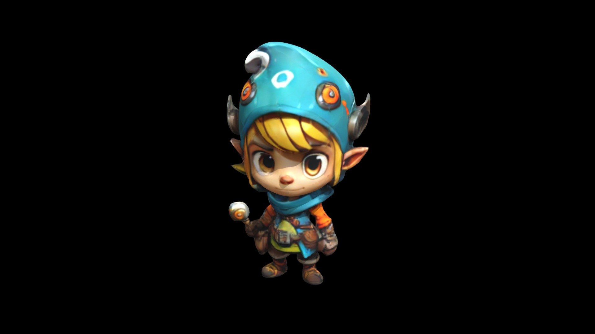 a cartoon character wearing a blue hat and sc - Download Free 3D model ...