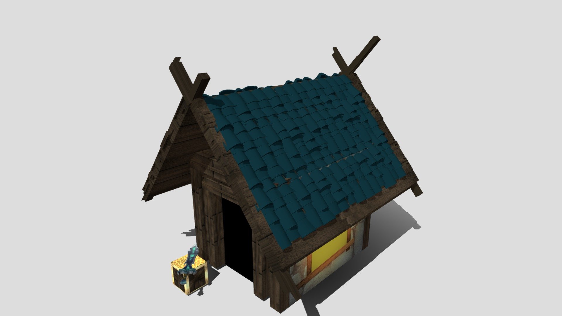 Medieval house with the sword in the box - 3D model by Sr_Kimchi ...