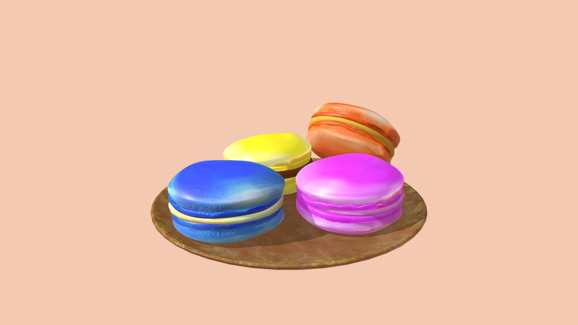 Colorful painted stylized French Macarons - 3D model by iMiz [fb7ecbe ...