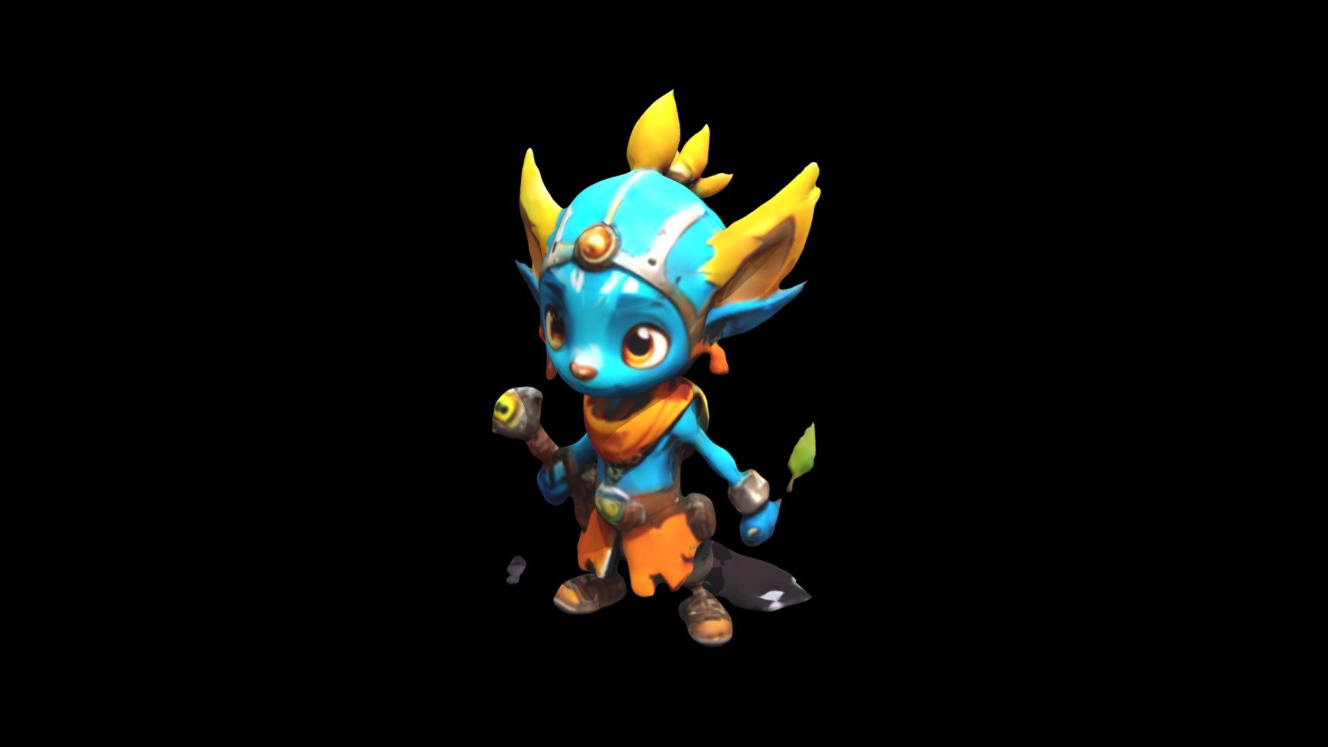 a cartoon character with a blue head and yell - Download Free 3D model ...