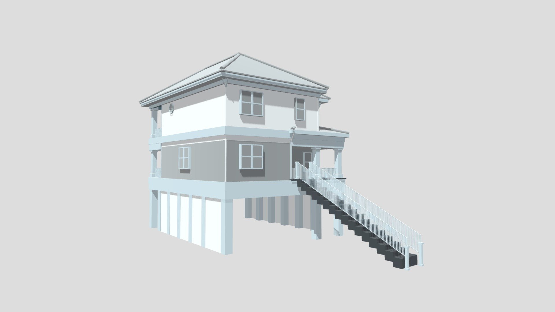 Blue House - 3D model by lordkovtrashcan [fb8cc7b] - Sketchfab