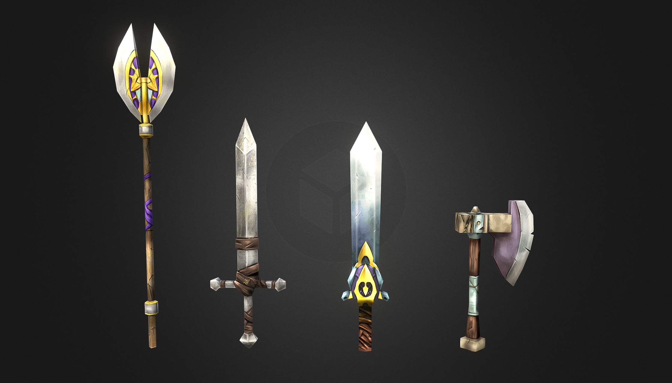 Hand Painted Weapons Vol.3 Swords,Axe - 3D model by LowlyPoly [fb9d685 ...