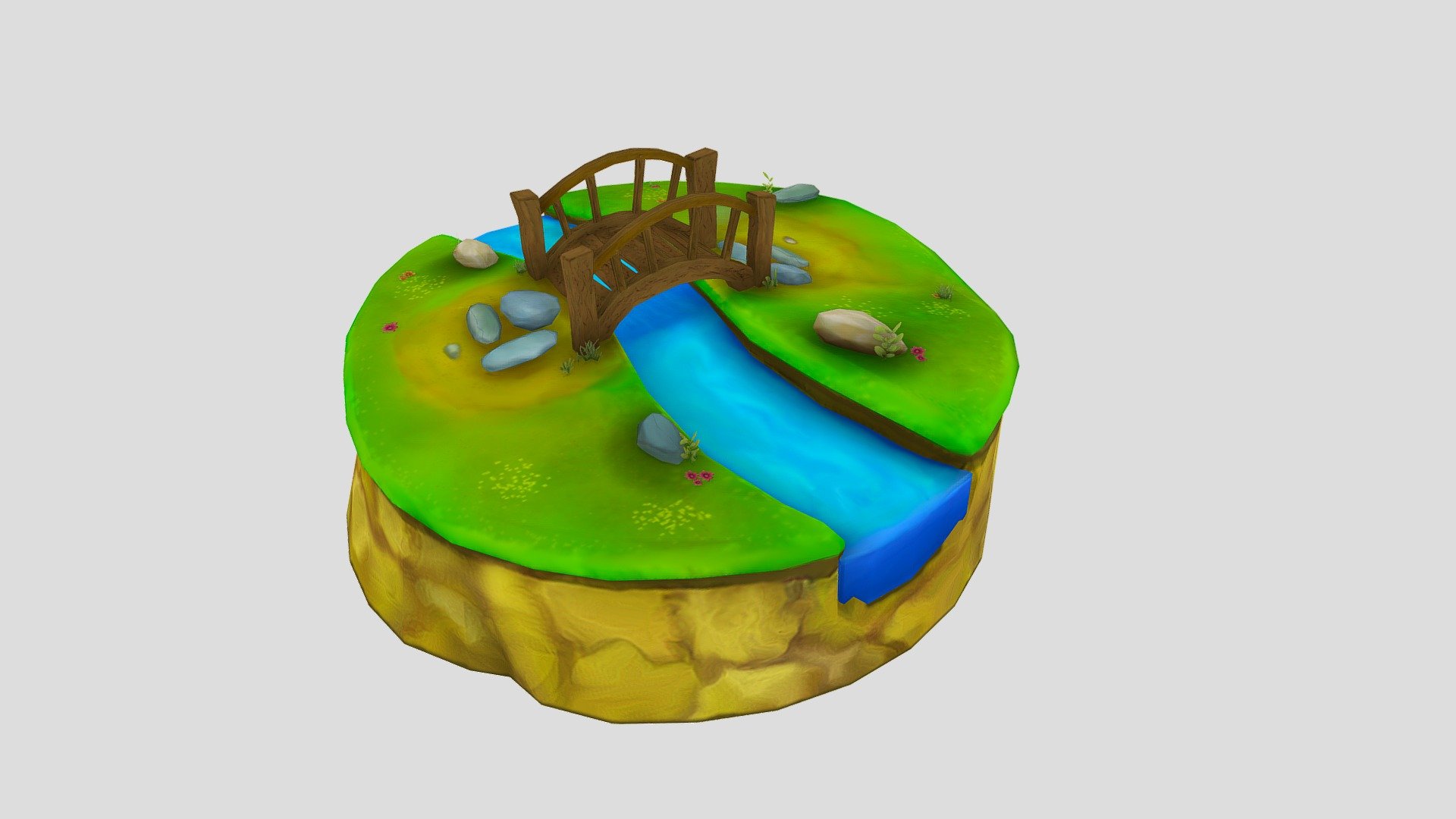 Stylized Low-Poly Bridge Over River - Download Free 3D model by Huy Le ...