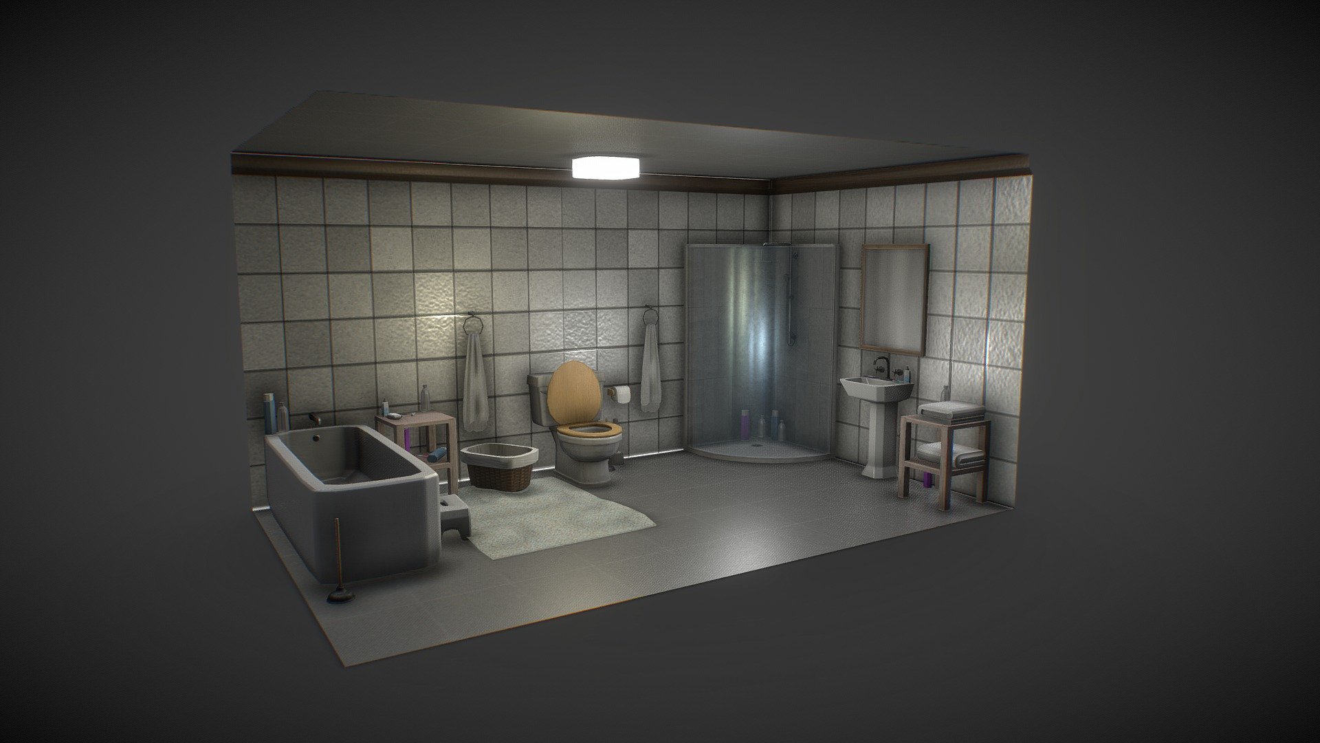 Modern Homes Small Bathroom Asset Package - Buy Royalty Free 3D model ...