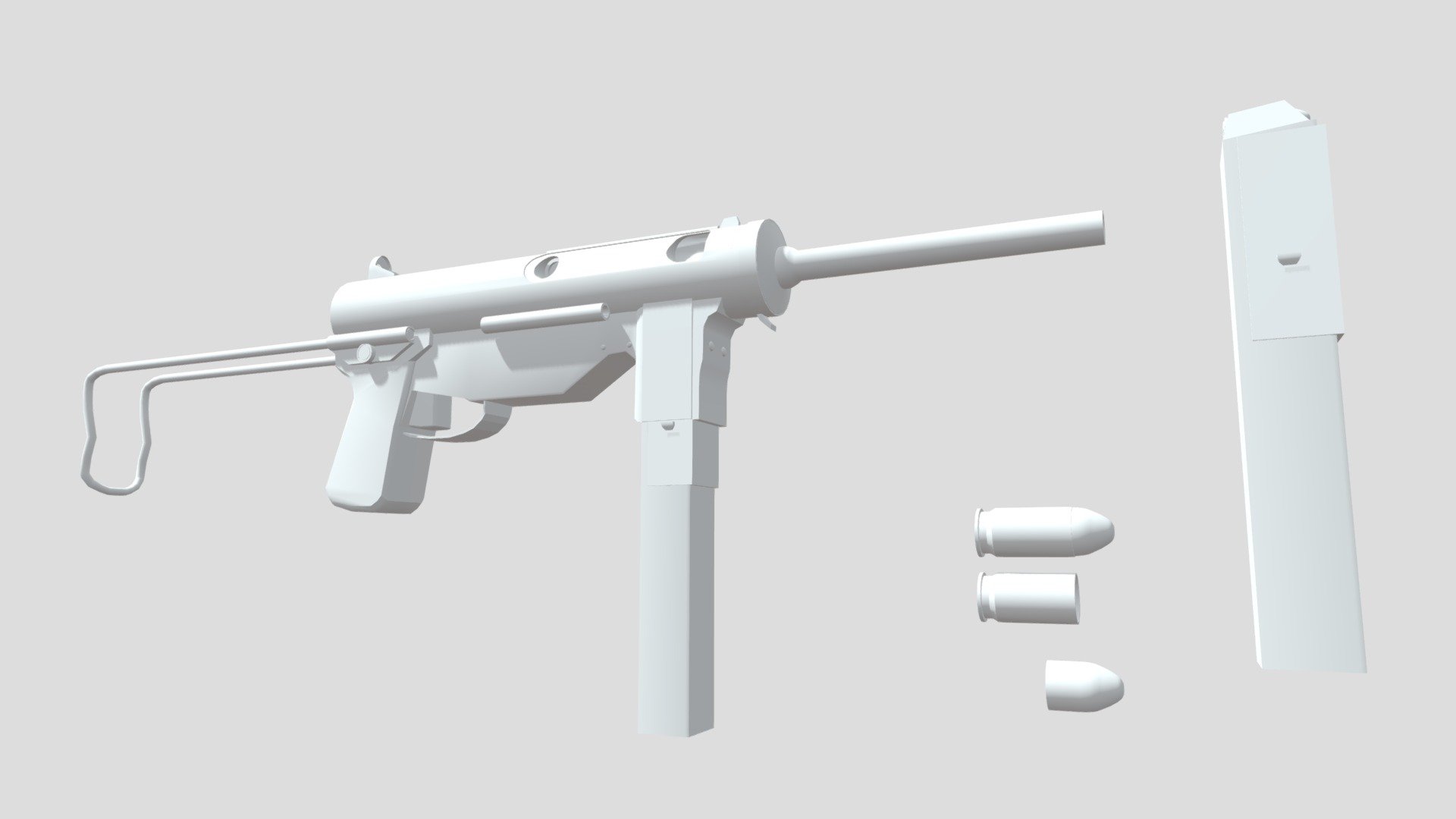 Untextured Midpoly M3a1 grease gun - 3D model by BQnk (@BQ_nk) [fbdd426 ...