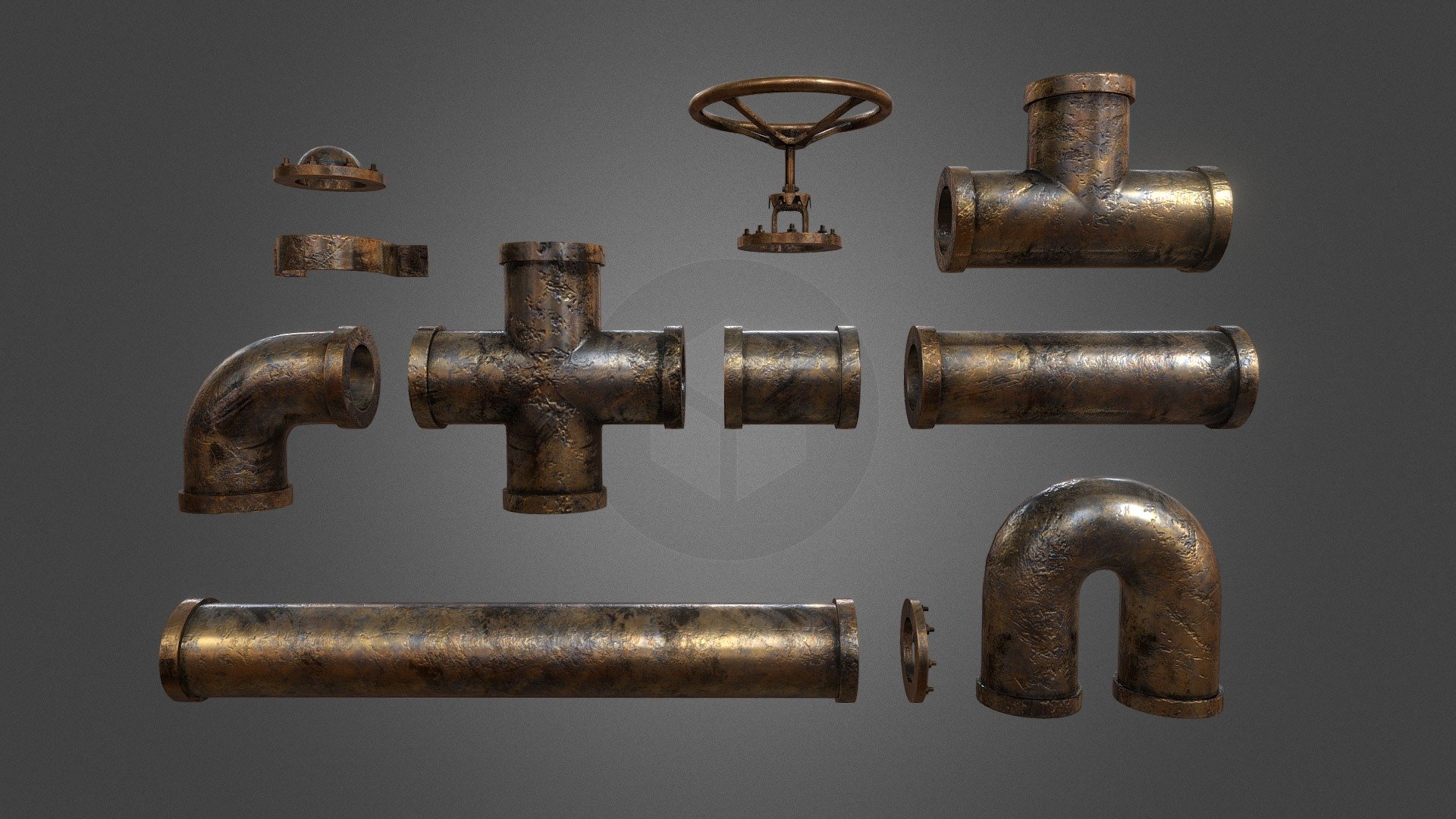 Old Pipes Bundle – Modular Industrial Pack - Download Free 3D model by ...