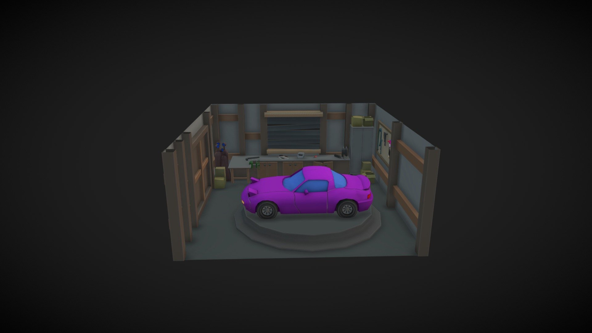 Low poly garage with miata inside - 3D model by Retry Games ...